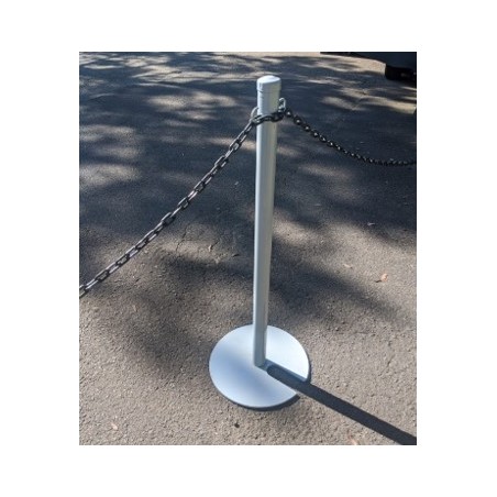 Silver / Grey Bollard with Chain Hook